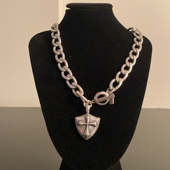 Stigma | Accessories | Stigma Silver Tone Necklace With Cross Emblem ...